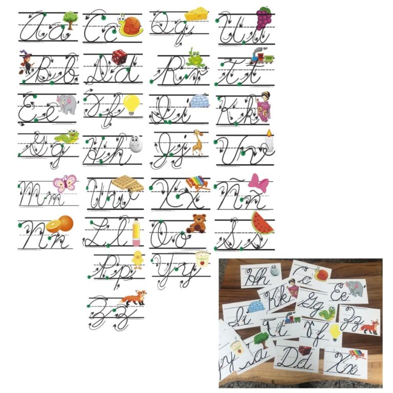 Abecedario Cursiva en Tarjetas – Vinilmania